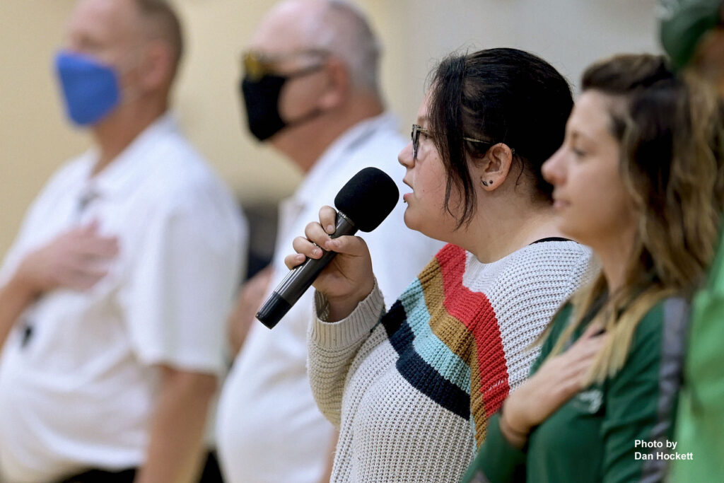 WB’s Paige Carson sings National Anthem – West Burlington, Iowa